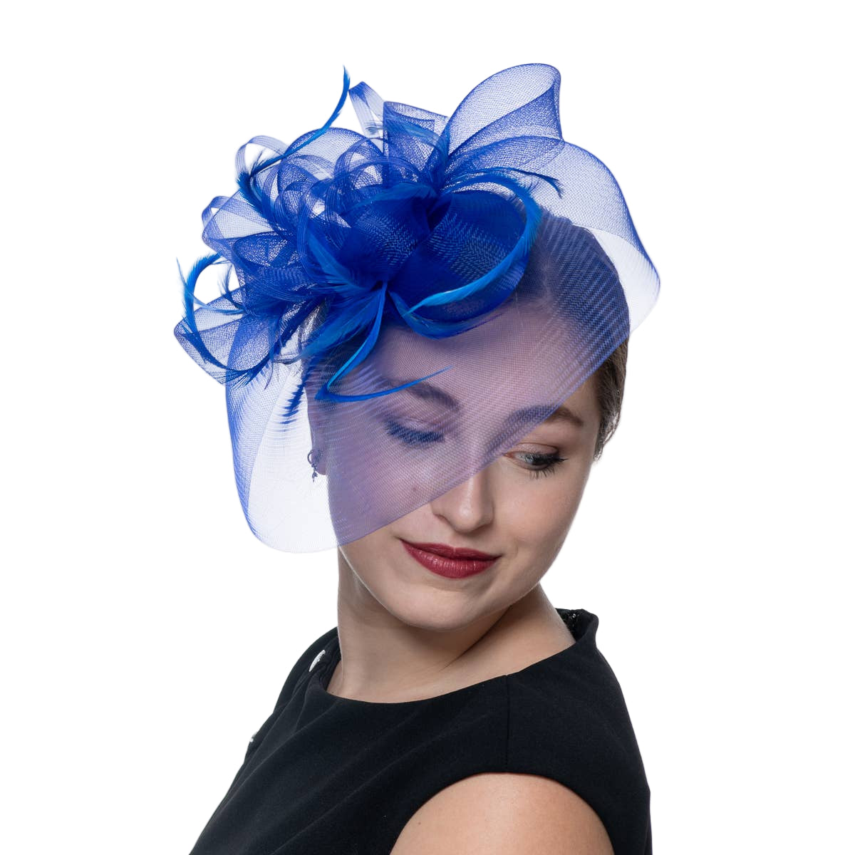 Crinoline Feather Comb Fascinator Cocktail: Royal – Le' Diva Boutique Store