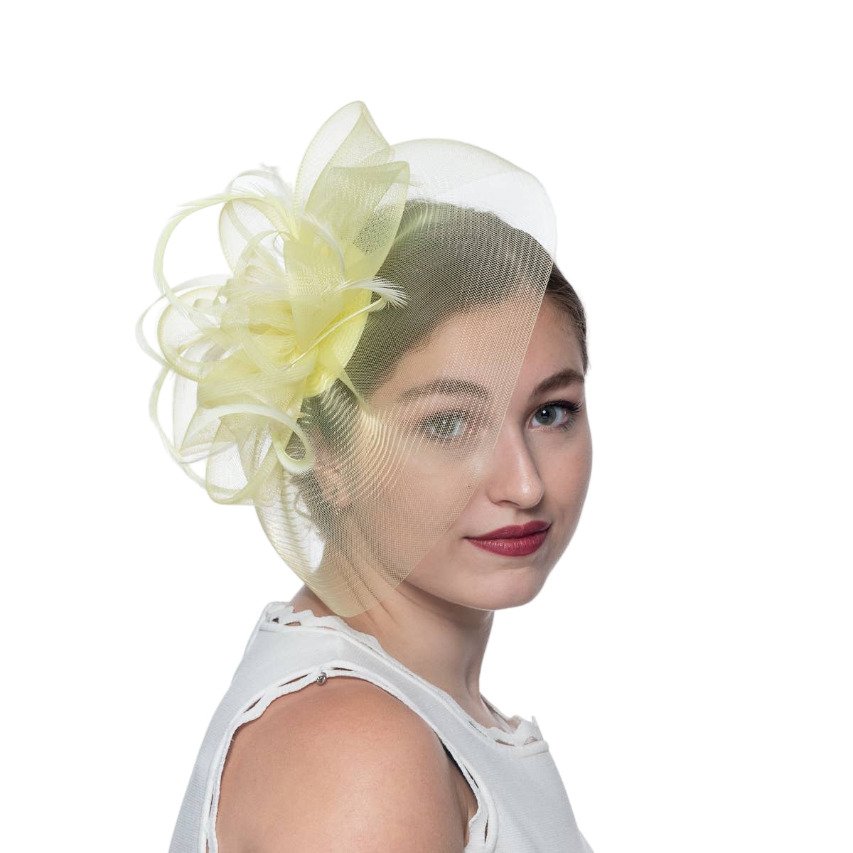 Crinoline Feather Comb Fascinator Cocktail: Lt. Yellow – Le' Diva ...