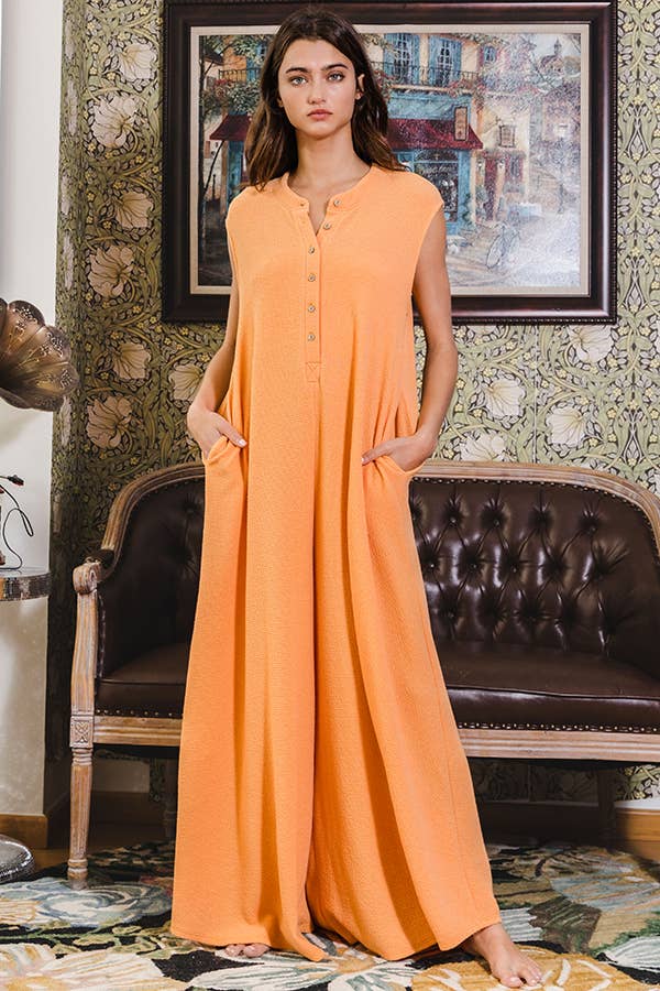Wide Leg Button-up Loose Fit Solid Jumpsuit – Le' Diva Boutique Store